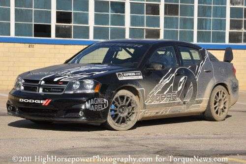 The Dodge Avenger Rally Car from the front | Torque News